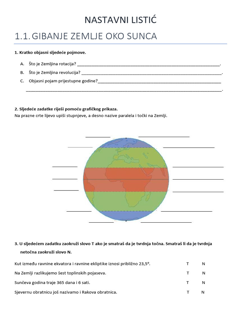 Gibanje Zemlje Oko Sunca | PDF