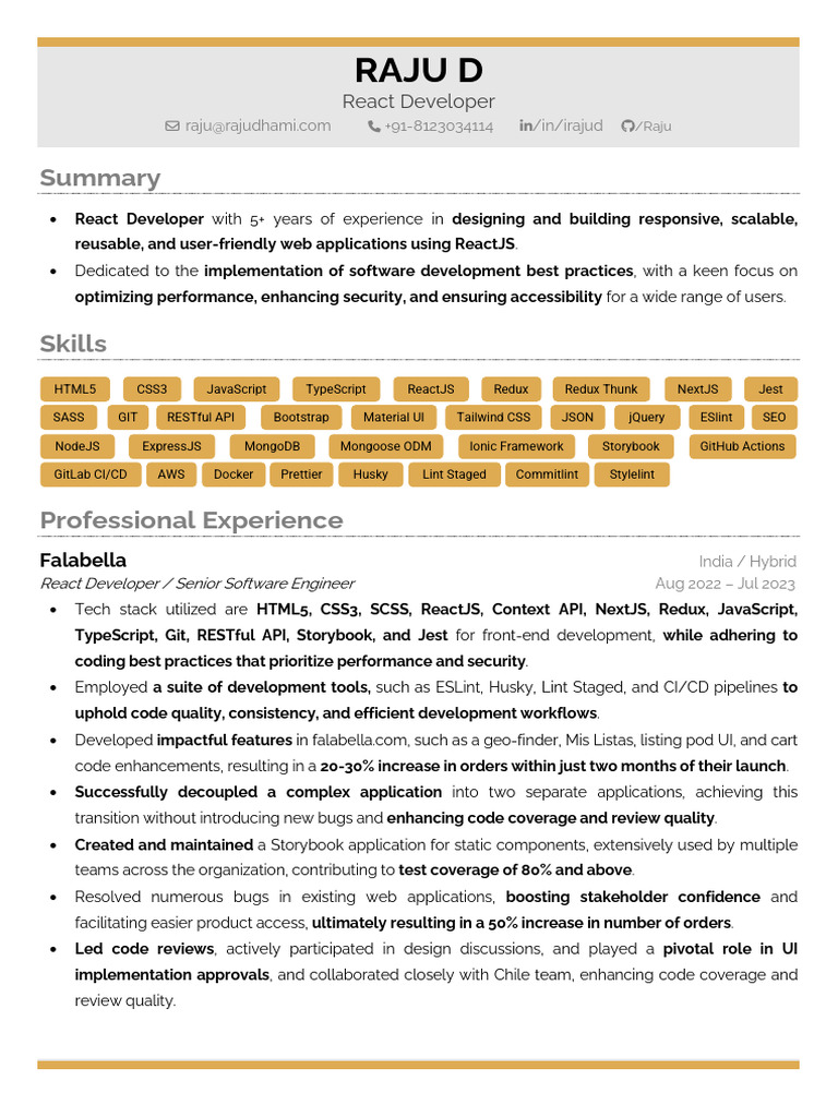 Raju D React Developer | PDF | Software Engineering | Computing