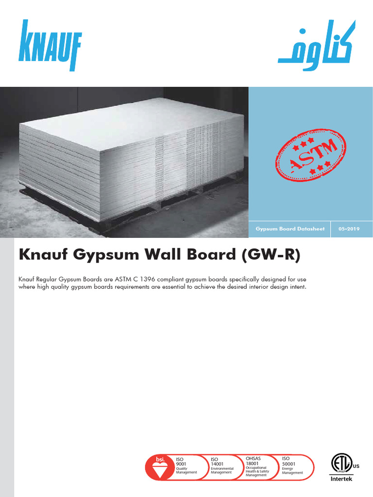 Knauf Gypsum Wall Board (GWR) | PDF | Drywall | Wall