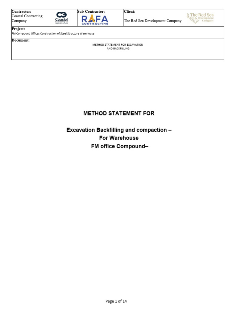 001-MS For Excavation and Backfilling | PDF | Occupational Safety And ...