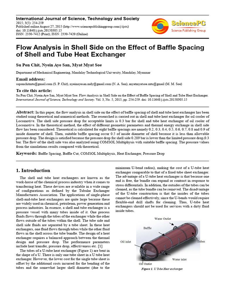 Flow Analysis in Shell Side On The Effect of Baffle Spacing of Shell ...