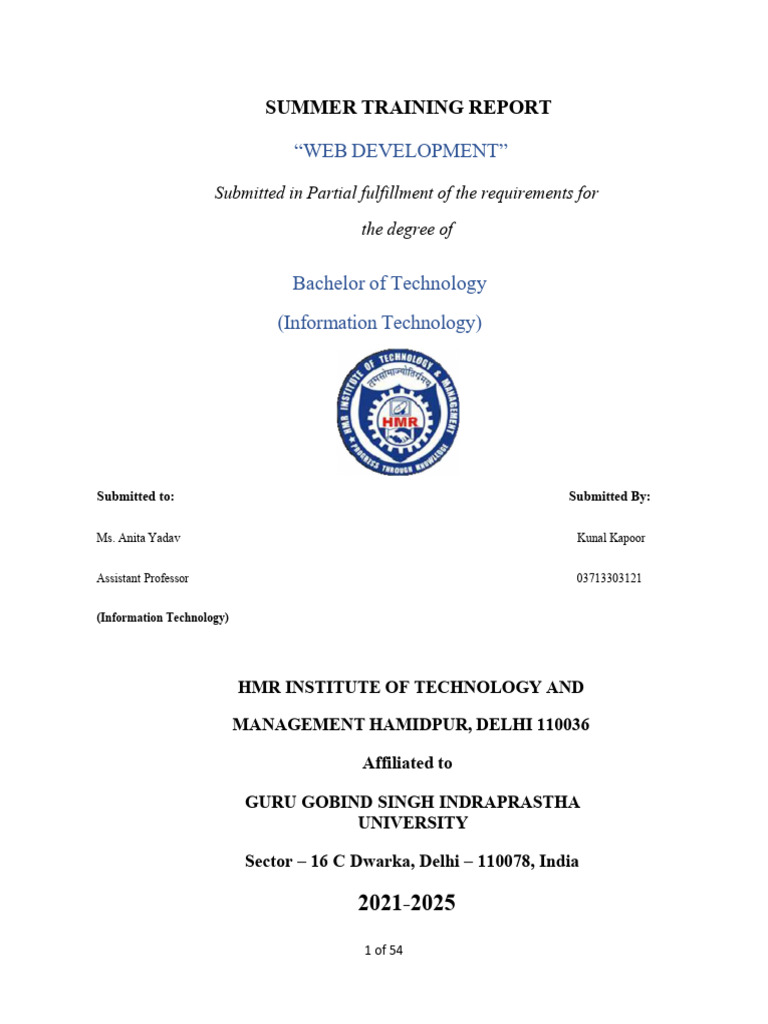 Kunal Report | PDF | Html Element | Java Script Kunal Report | PDF | Html Element | Java Script