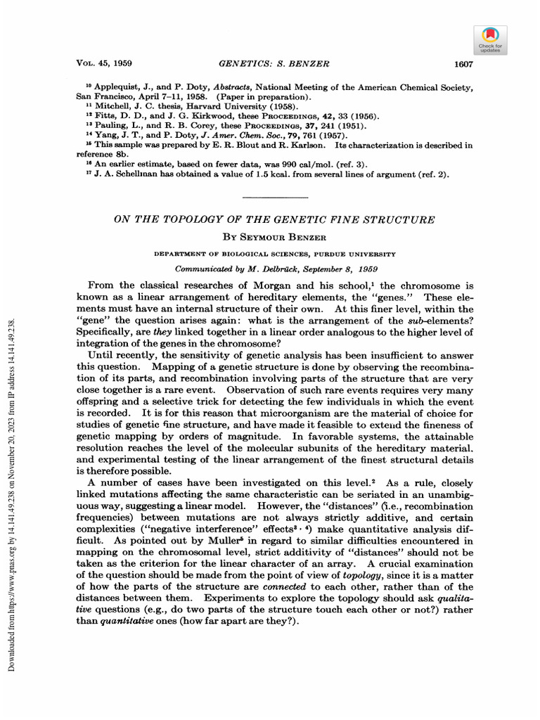 Benzer 1959 On The Topology of The Genetic Fine Structure | PDF ...
