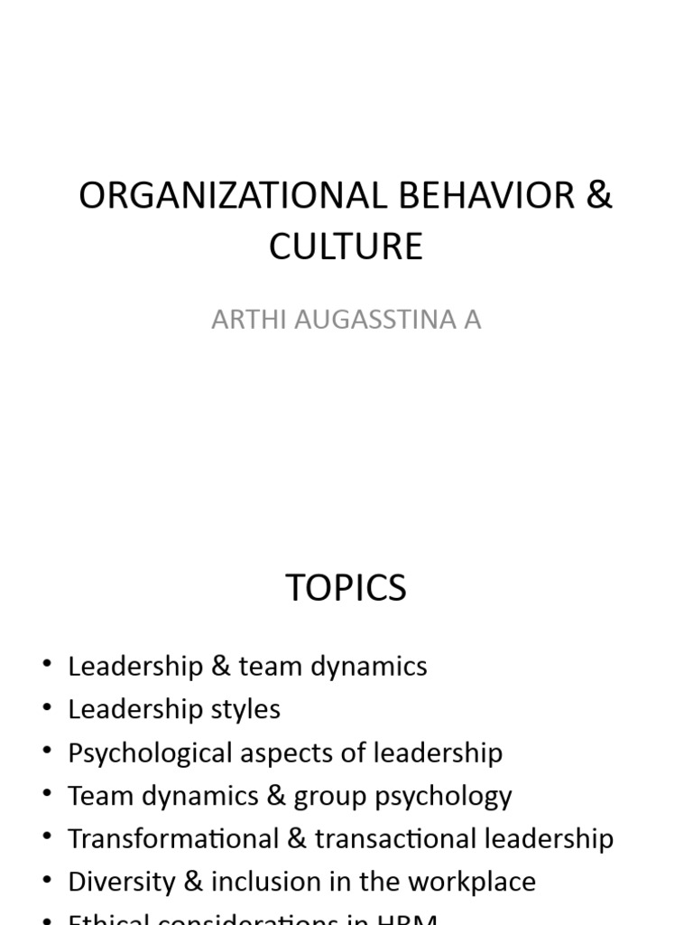 HRM - 5-Organizational Behavior & Culture | PDF | Leadership ...