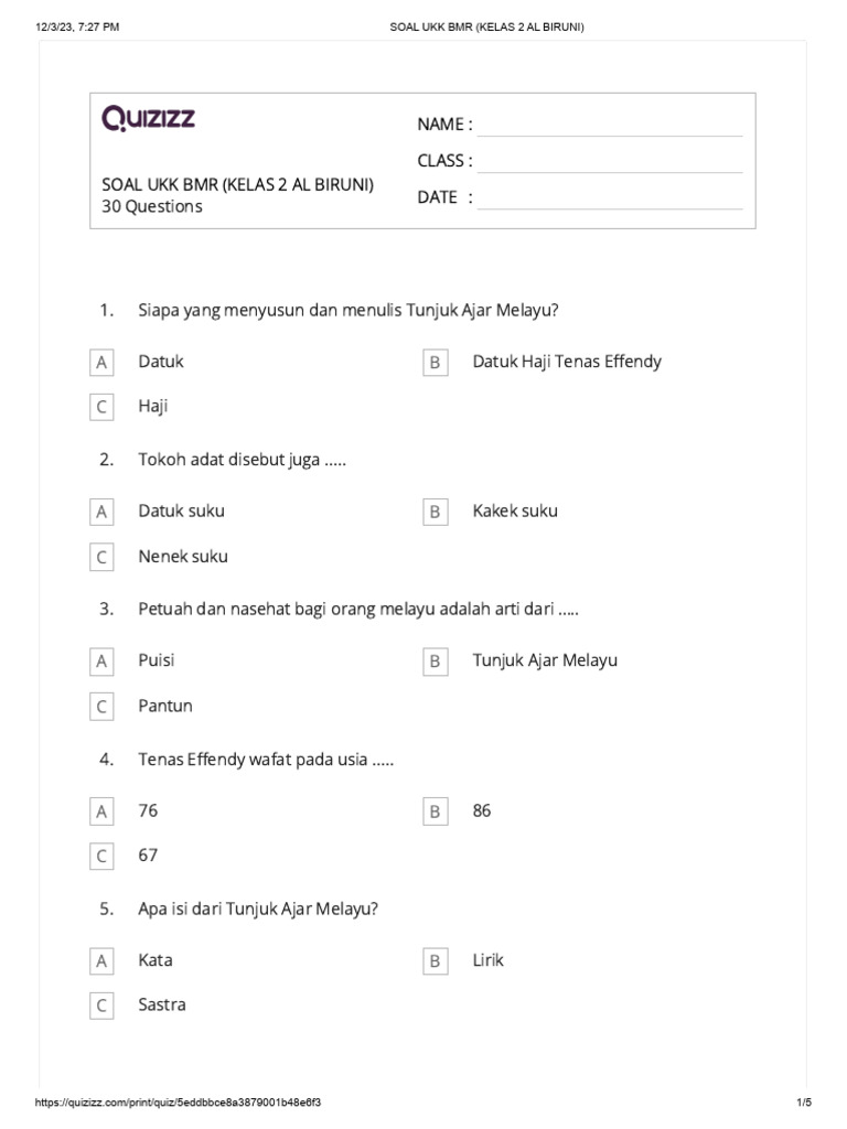 Soal Ukk BMR (Kelas 2 | PDF