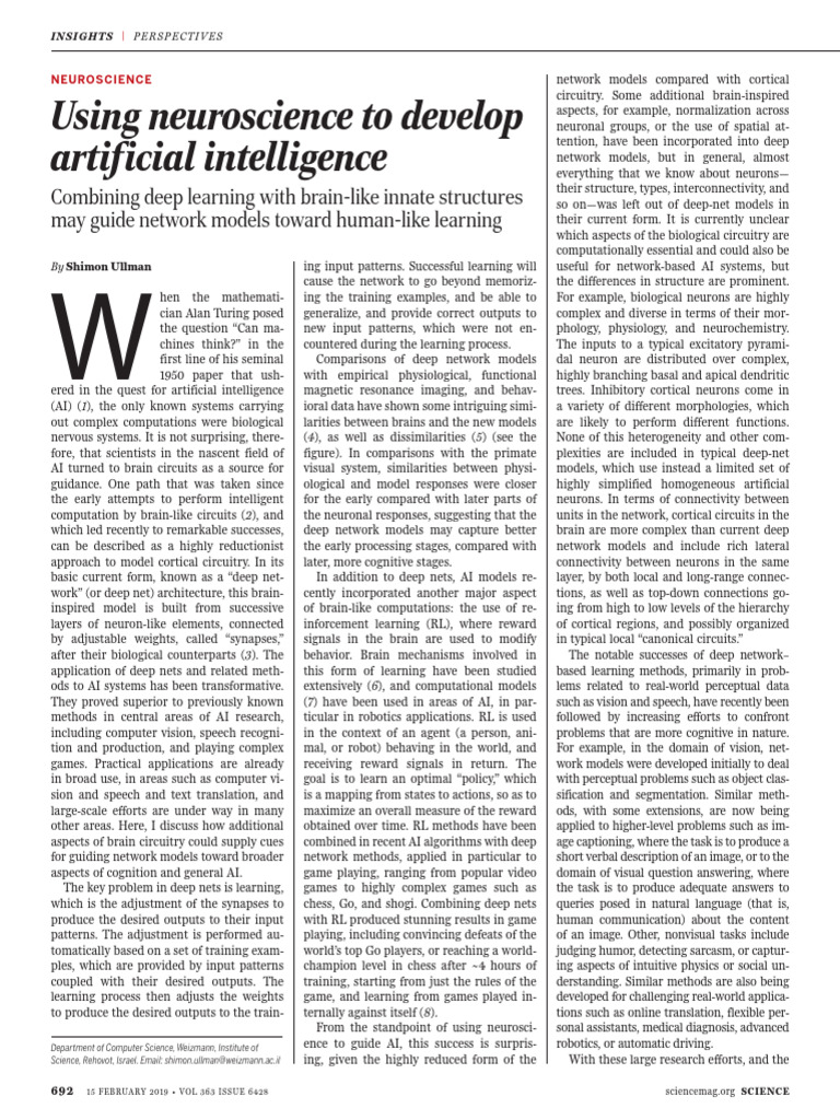 Using Neuroscience To Develop AI | PDF | Deep Learning | Artificial ...