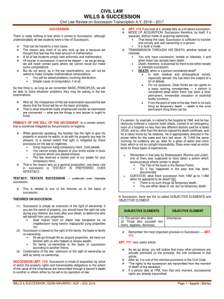 Wills Notes | Download Free PDF | Will And Testament | Intestacy