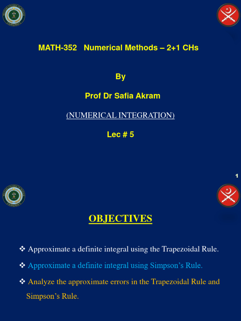 Lec #5 (Numerical Integration) | PDF | Integral | Mathematical Concepts