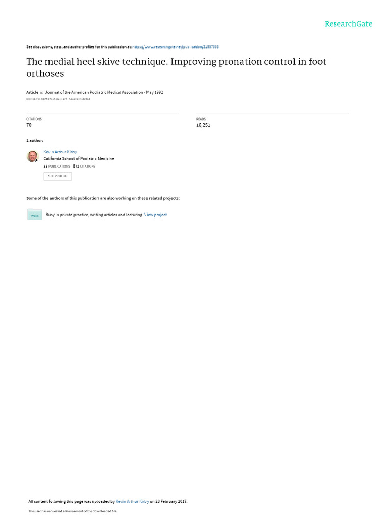 The Medial Heel Skive Technique. Improving Pronation Control in Foot ...