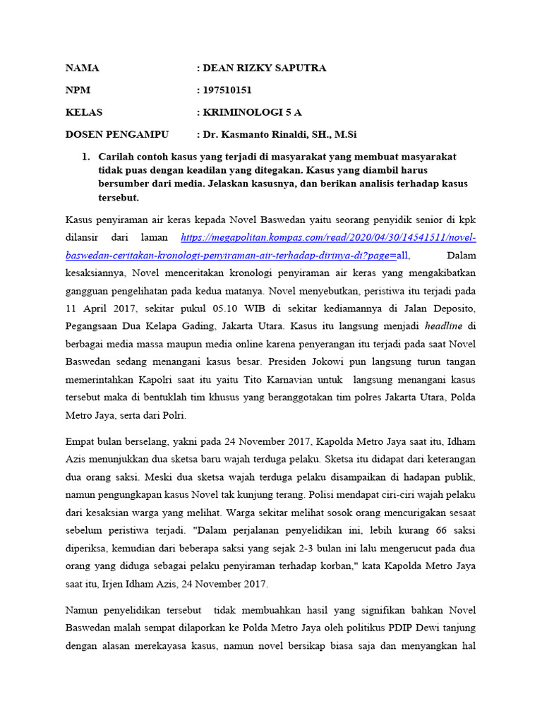 Dean Rizky Saputra (197510151) SPP | PDF | Fiksi Misteri, Thriller, & Kejahatan