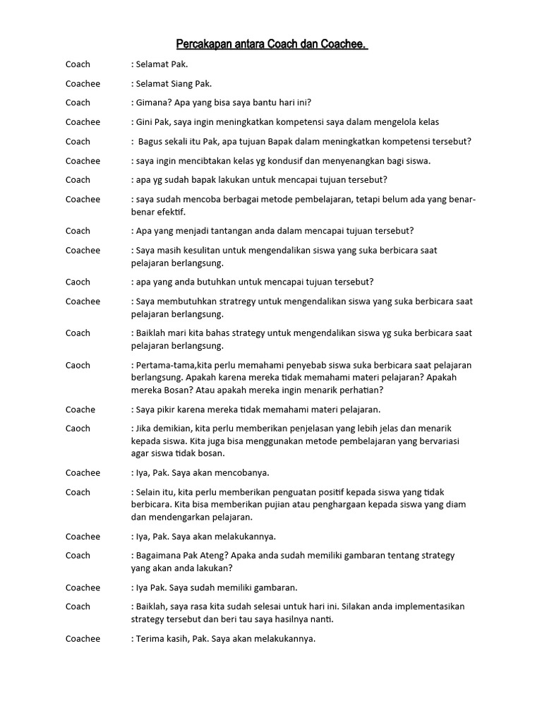 Percakapan Antara Coach Dan Coachee. CGP | PDF | Pengembangan Diri