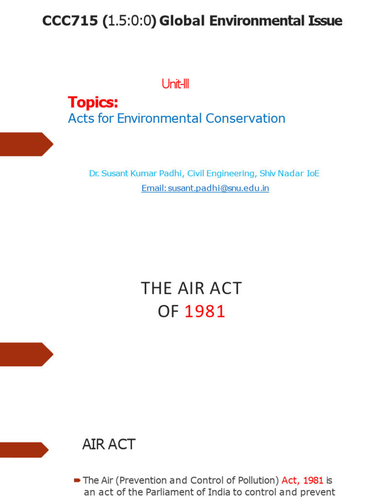 Acts For Environmental Conservation - Unit III | PDF | Water Pollution ...