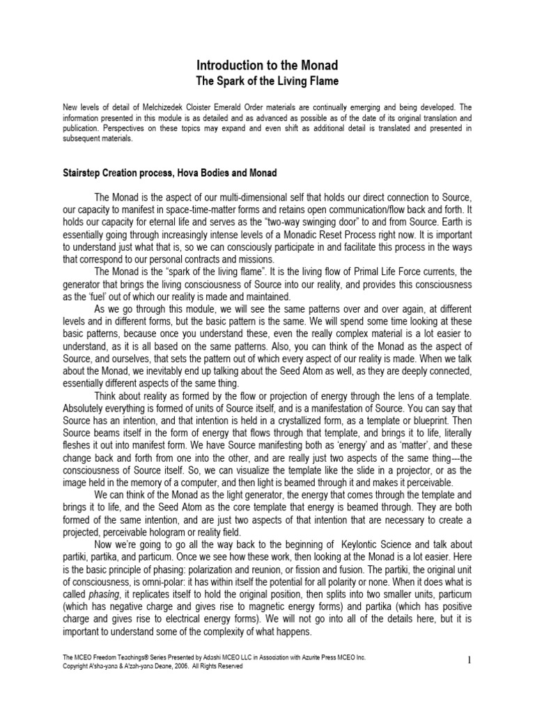 KT - 2005.10 Intro To The Monad | PDF | Consciousness | Matrix ...