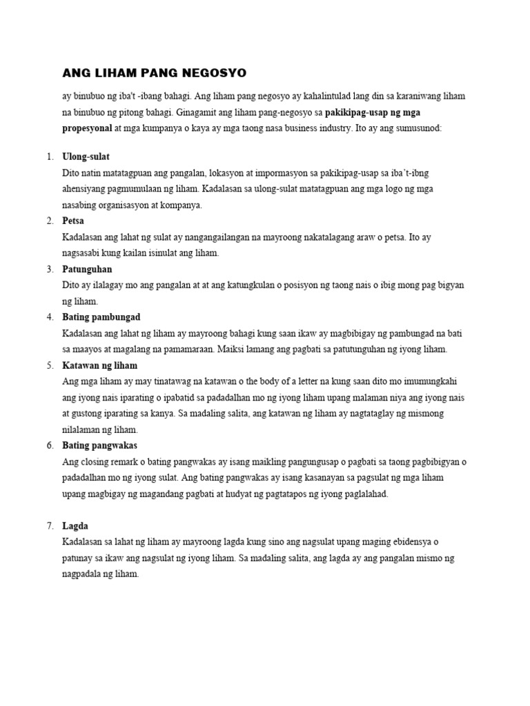 Ang Liham Pang Negosyo | PDF