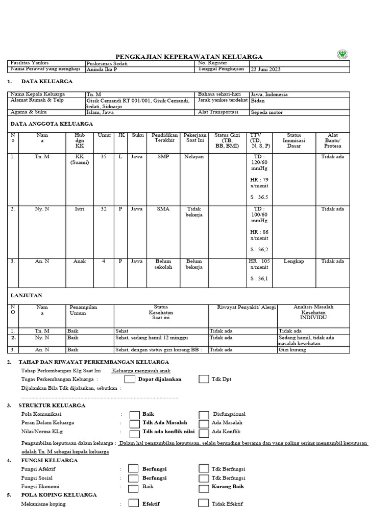 Anin - FORMAT ASKEP KELUARGA KELOLAAN - SHT SBY - IPKKI - KEMENKES | PDF