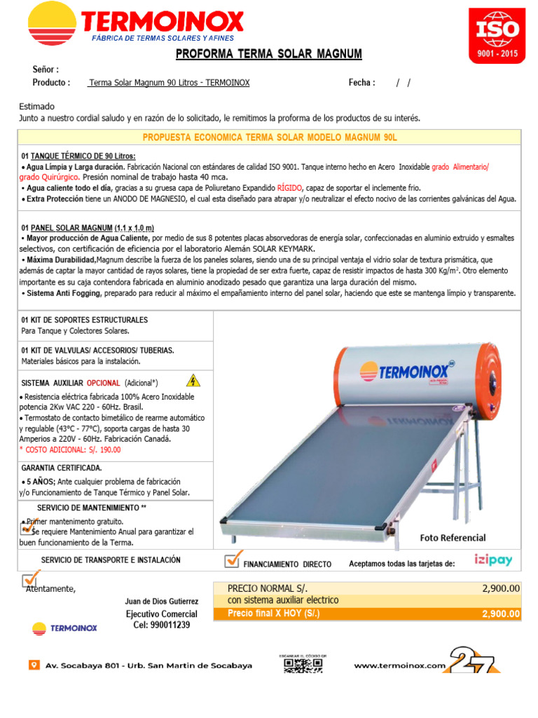 Terma Solar Magnum - ALEJANDRINA MARTINEZ. | PDF | Panel solar | Agua
