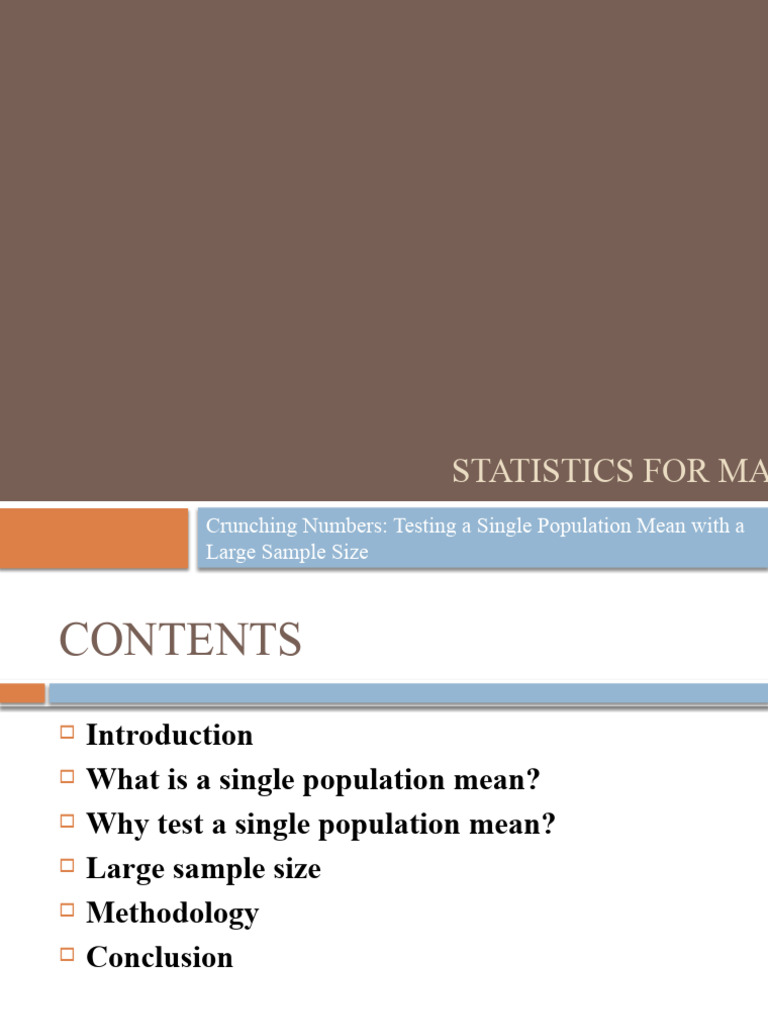 Statistics For Management-Single Mean Method | PDF | Statistical ...