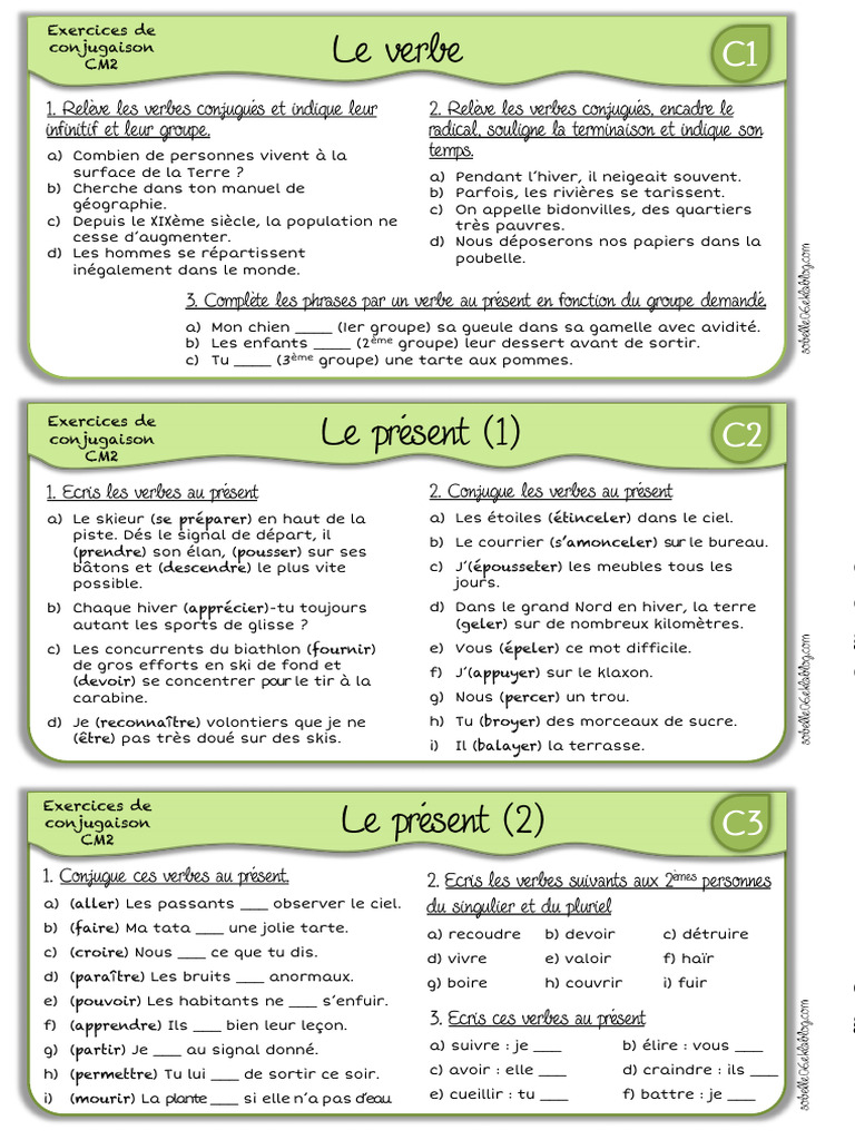 Exercices de Conjugaison CM2 à Imprimer | PDF