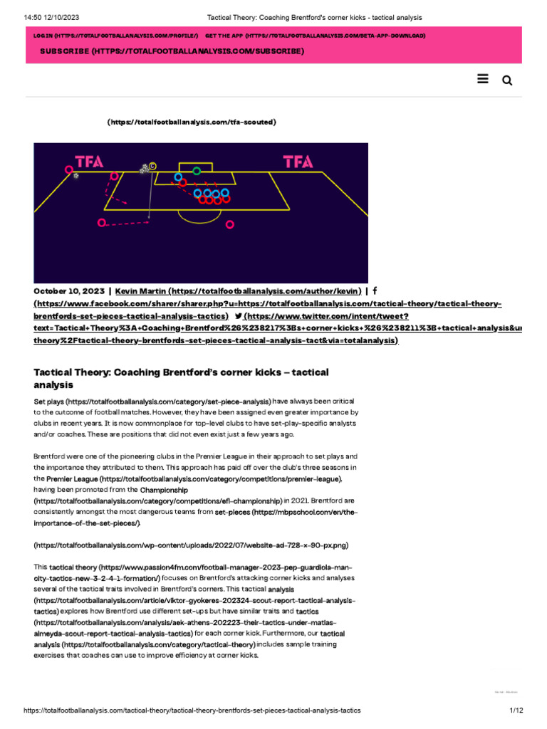 Tactical Theory - Coaching Brentford's Corner Kicks - Tactical Analysis ...