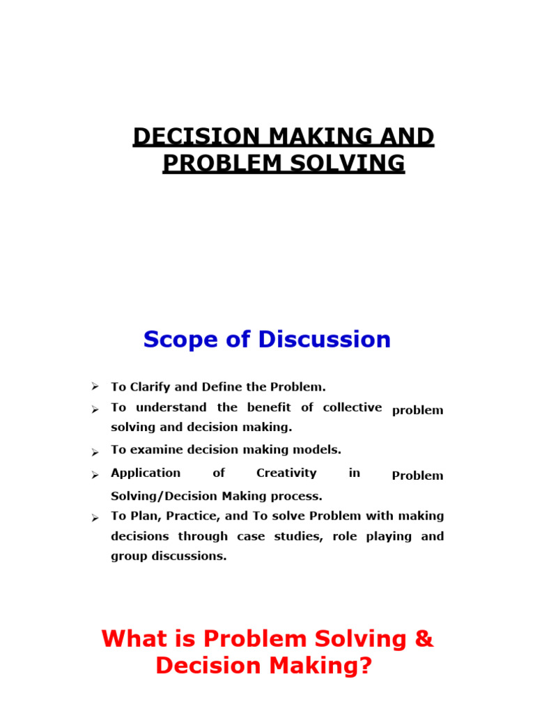Decision Making and Problem Solving | PDF | Decision Making | Decision ...