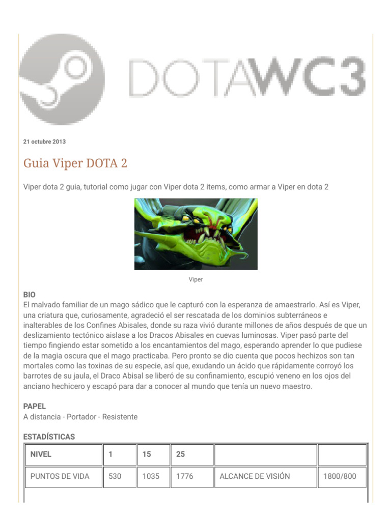 Guia Dota 2 - Guia Viper Dota 2 | PDF | Especialidades Medicas
