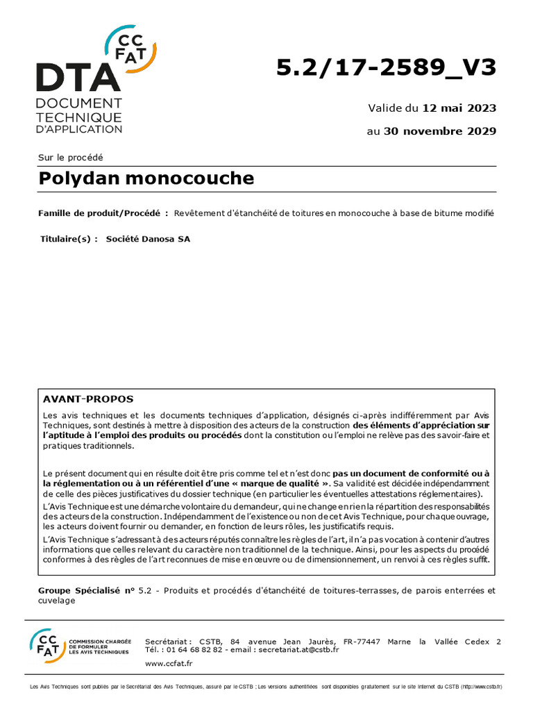 Danosa Polydan Monocouche-V3 | PDF | Bois (matériau de construction) | Ingénierie civile