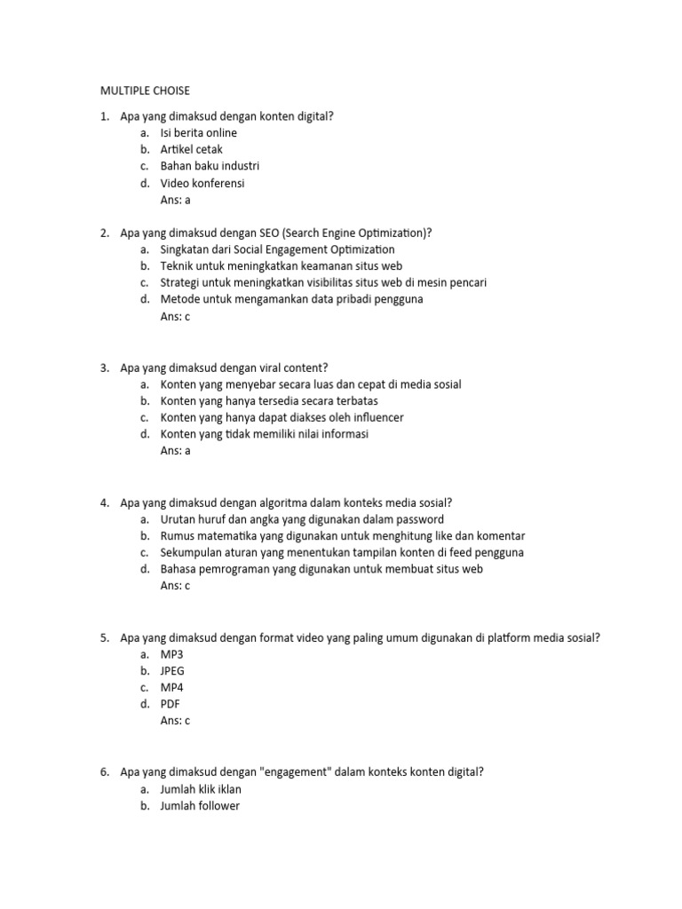 SOAL Ganjil 2023-2024 Digital Marketing | PDF | Bisnis | Seni