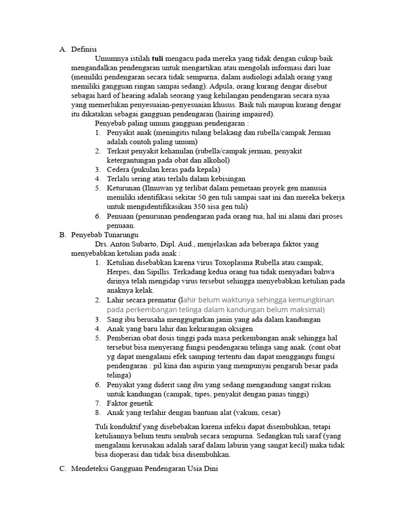 Ringkasan Singkat Buku Mengenal Anak Tuna Rungu | PDF