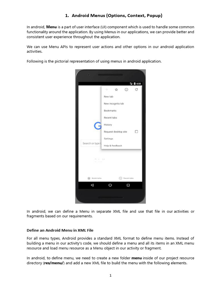 Android Menus | PDF | Android (Operating System) | Menu (Computing) Android Menus | PDF | Android (Operating System) | Menu (Computing)