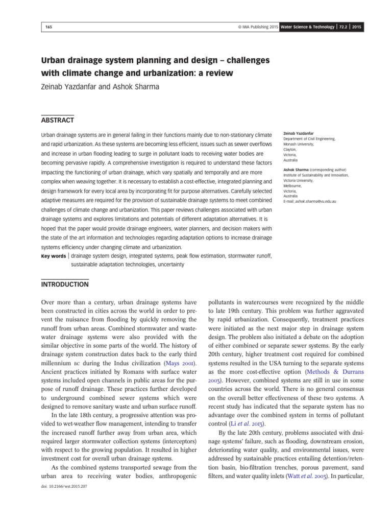 Urban Drainage System Planning and Design - Challenges With Climate ...