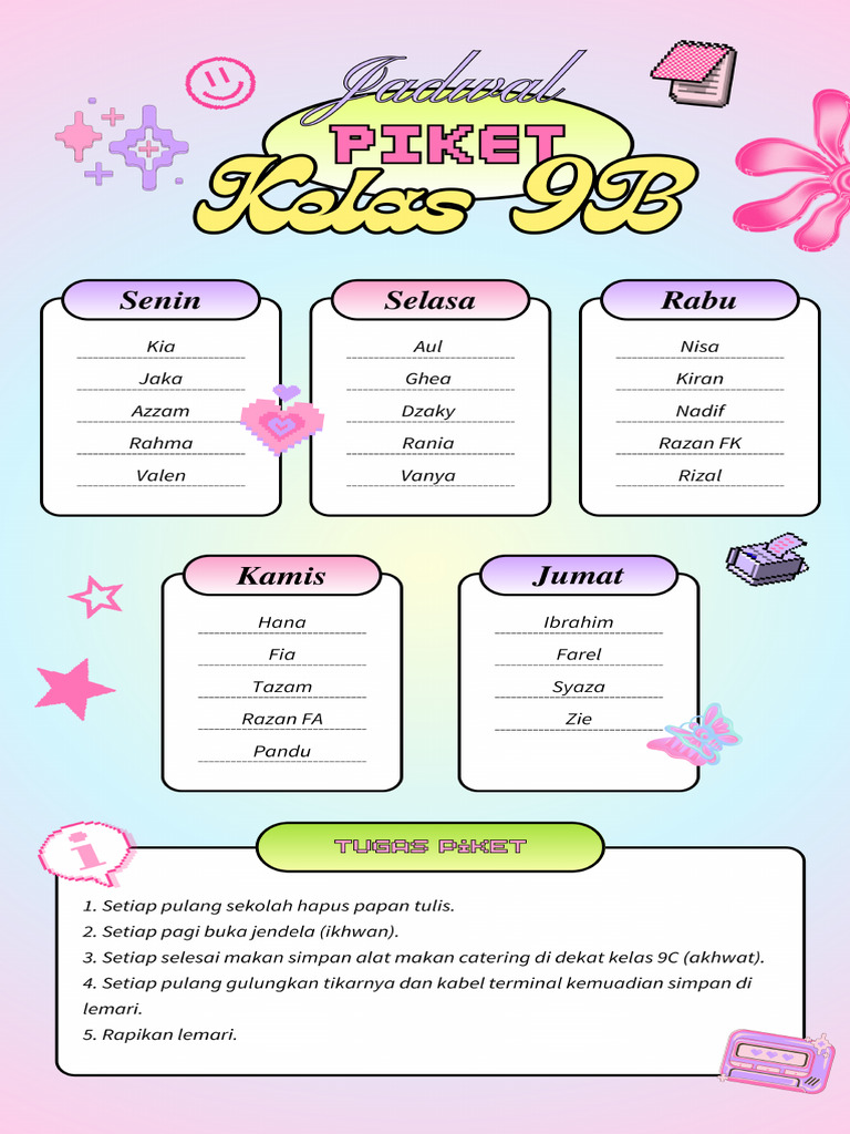 Jadwal Piket Kelas 9b | PDF