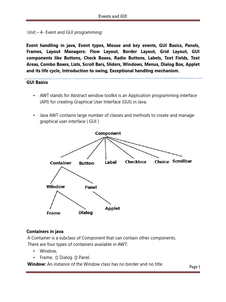 UNIT4 - Java | PDF | Object Oriented Programming | Graphical User Interfaces
