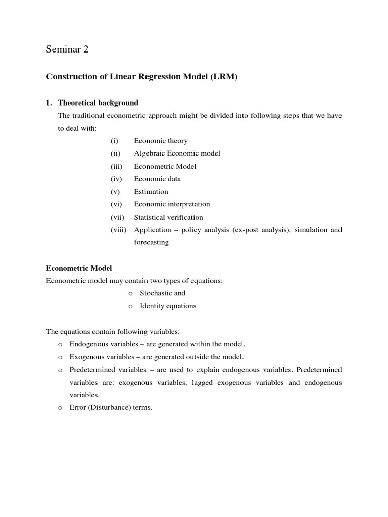 Seminar 2 | PDF | Econometrics | Multicollinearity
