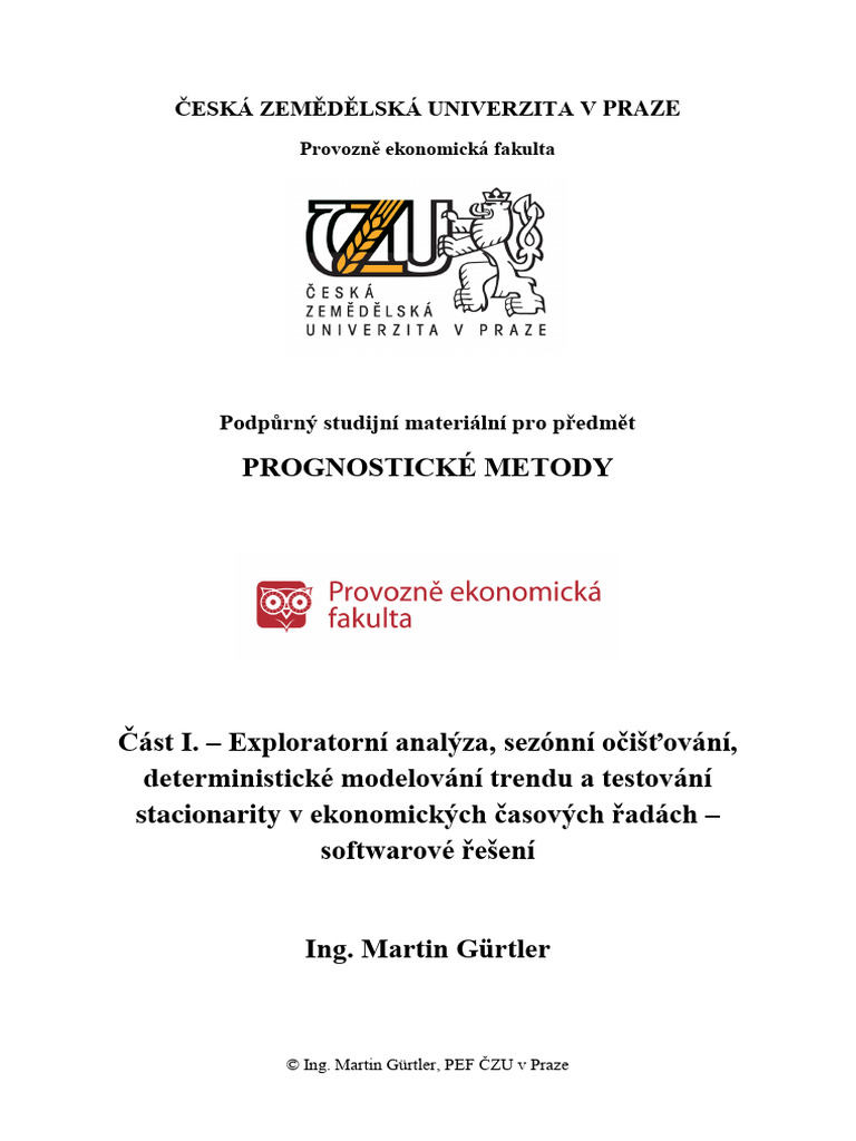 Příručka 1 - Prognostické Metody | PDF