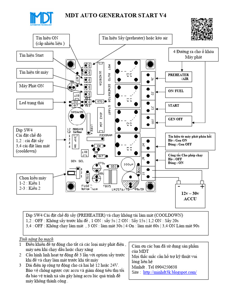 Hướng dan dau noi module auto generator start v4 | PDF