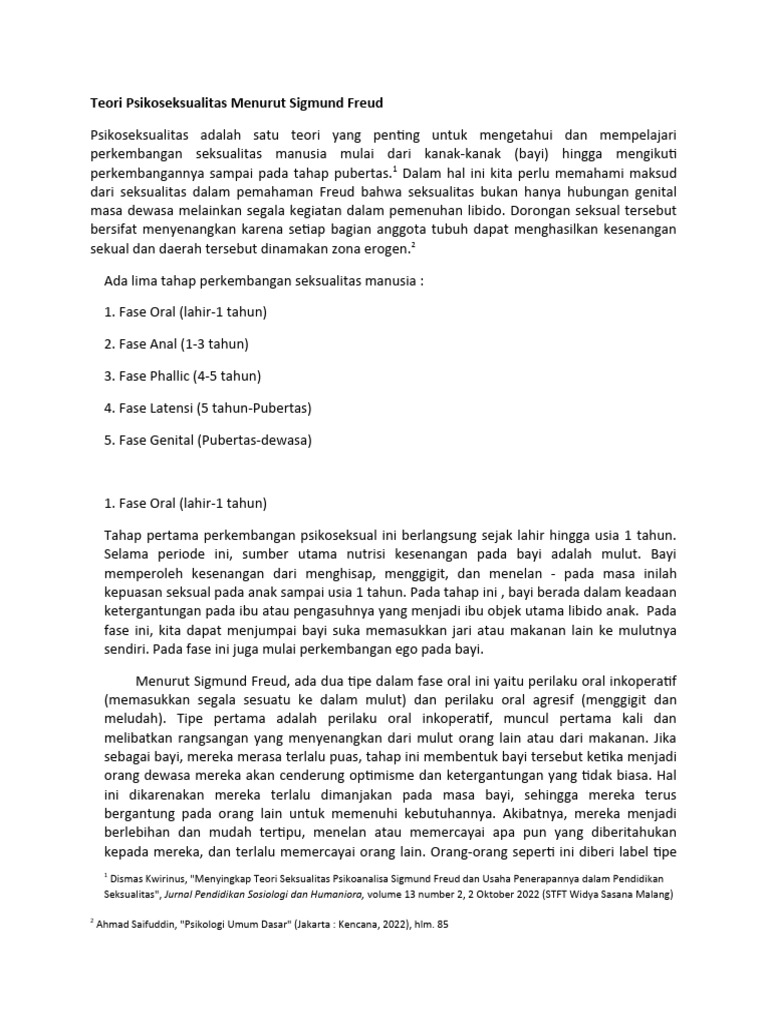 Teori Psikoseksual Freud: 5 Tahap | PDF