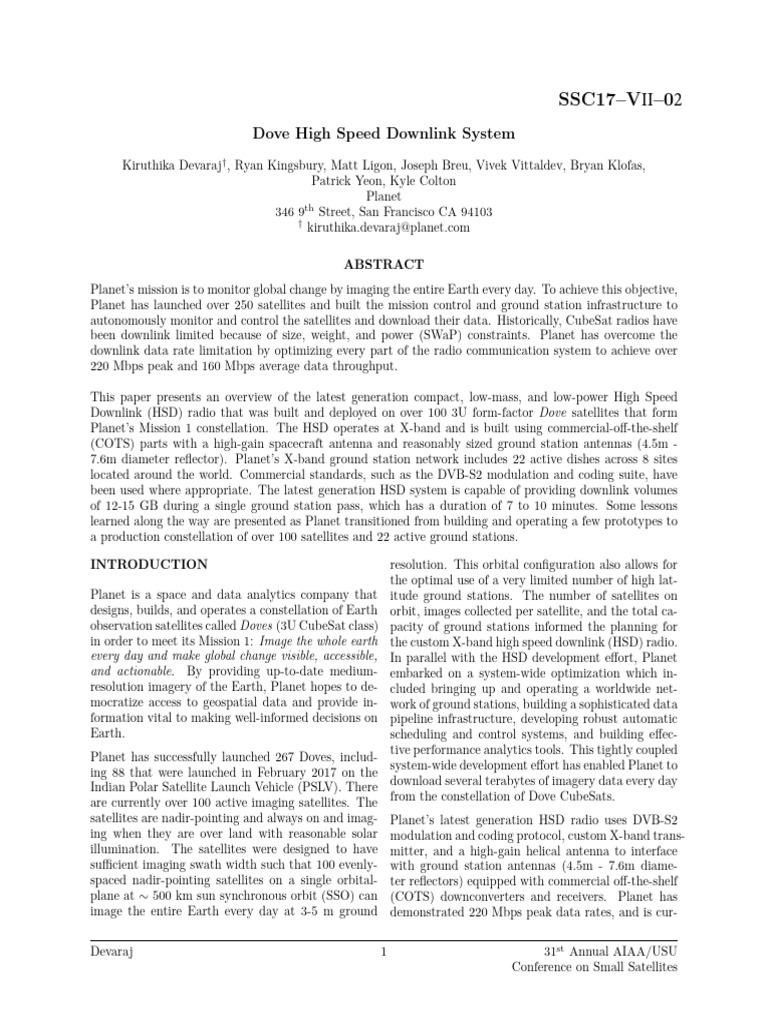 Dove High Speed Downlink System PDF | PDF | Radio | Modulation