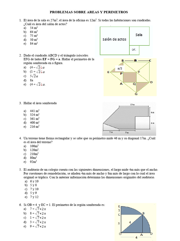Problemas de Areas - y Perimetros (A) | PDF | Politopos | Geometría ...