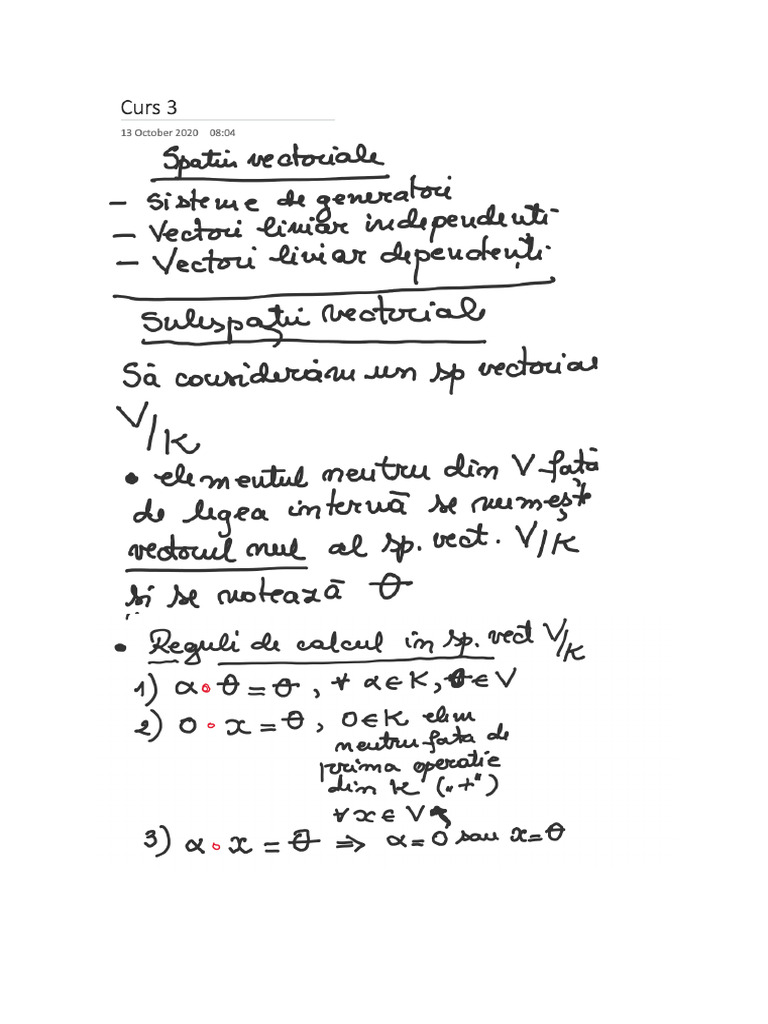 C3-Spatii Vectoriale | PDF