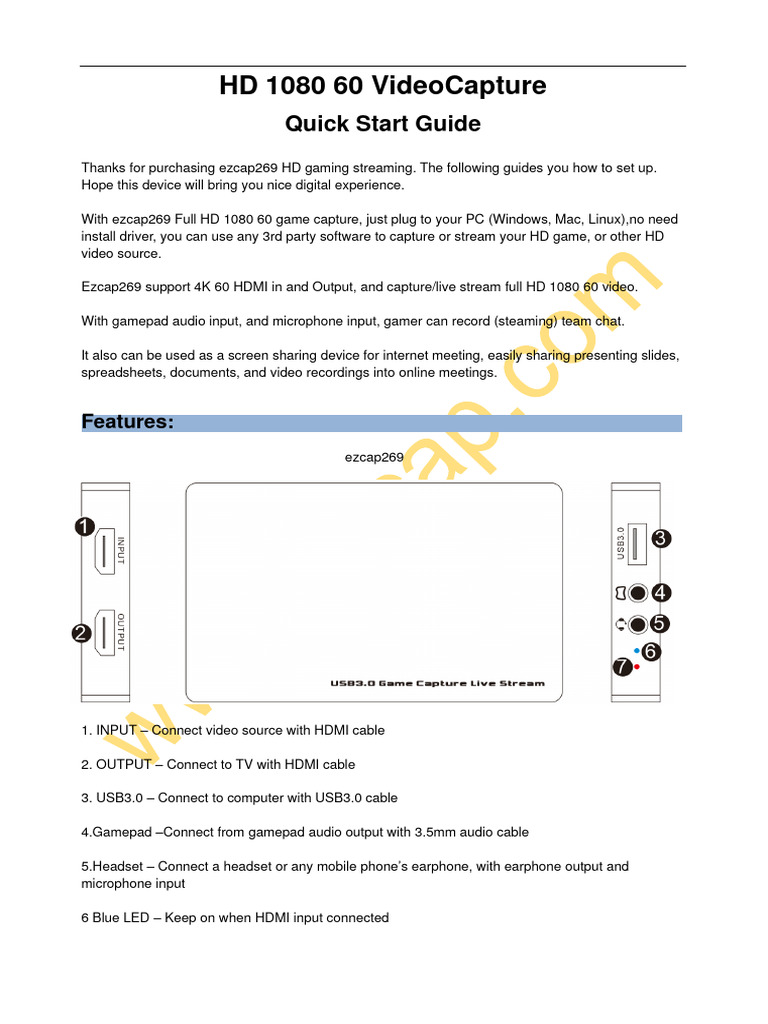 Ezcap 269 Manual | Download Free PDF | Hdmi | Headphones