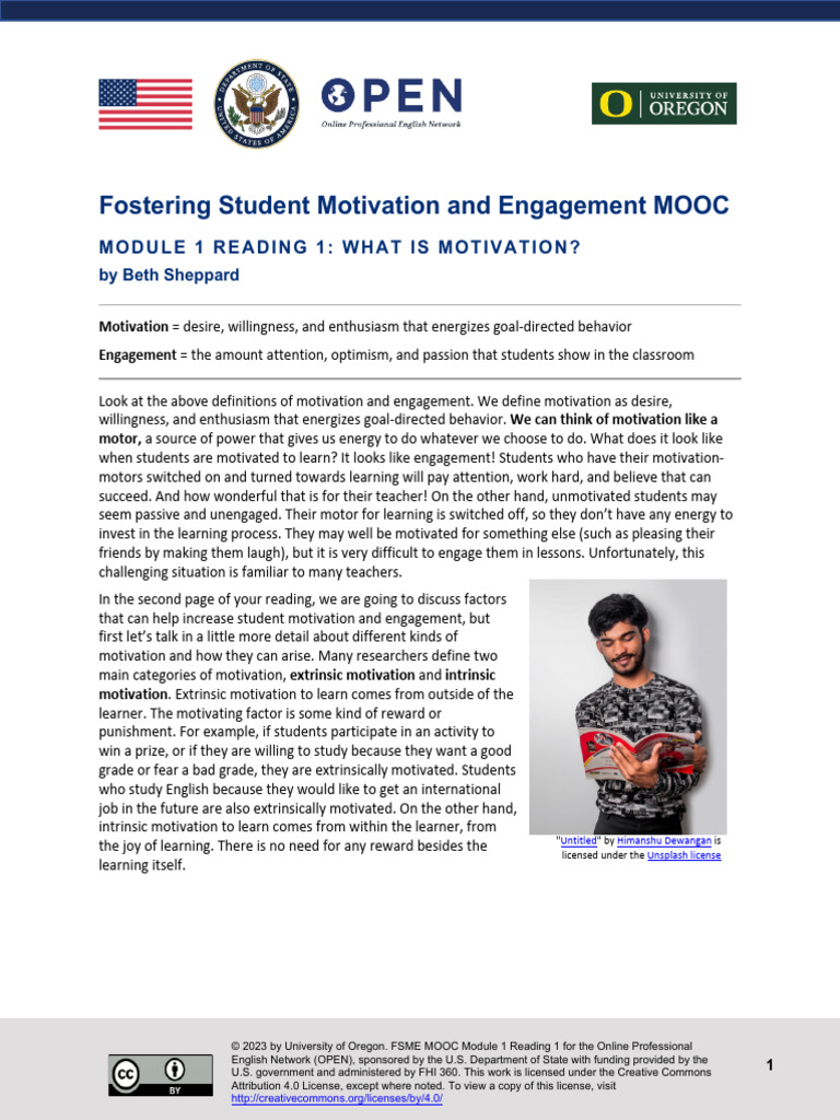 FSME MOOC Module 1 Reading 1 | PDF | Motivational | Motivation