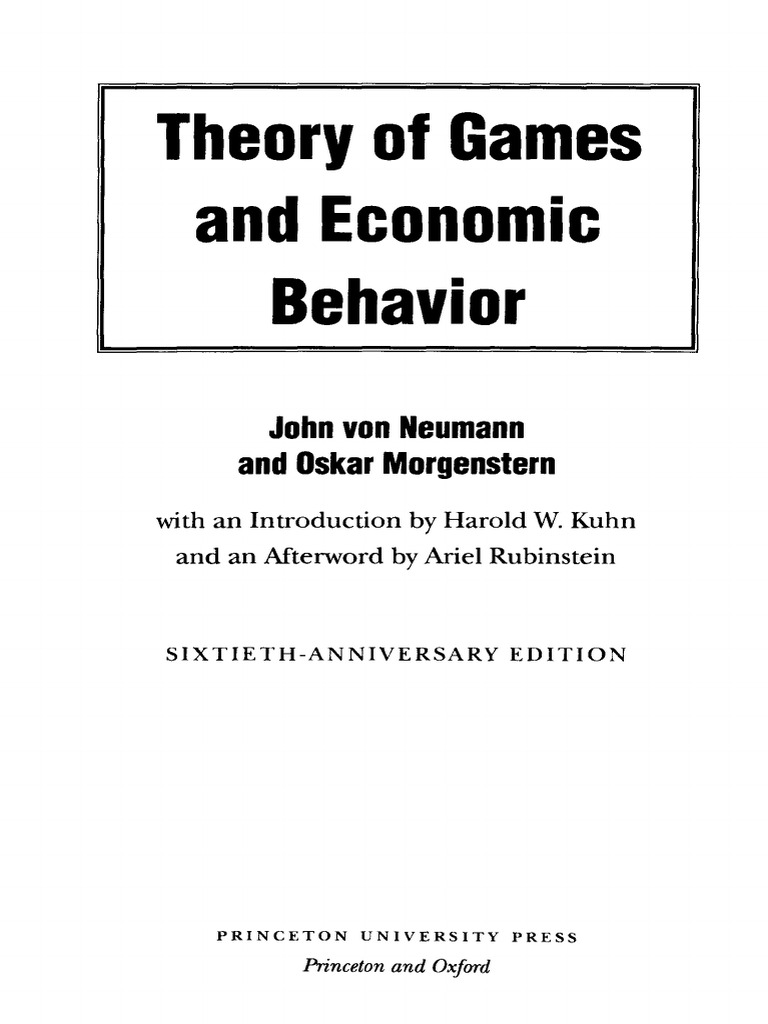 Theory of Games and Economic Behavior 3ye4dzz4hp | PDF