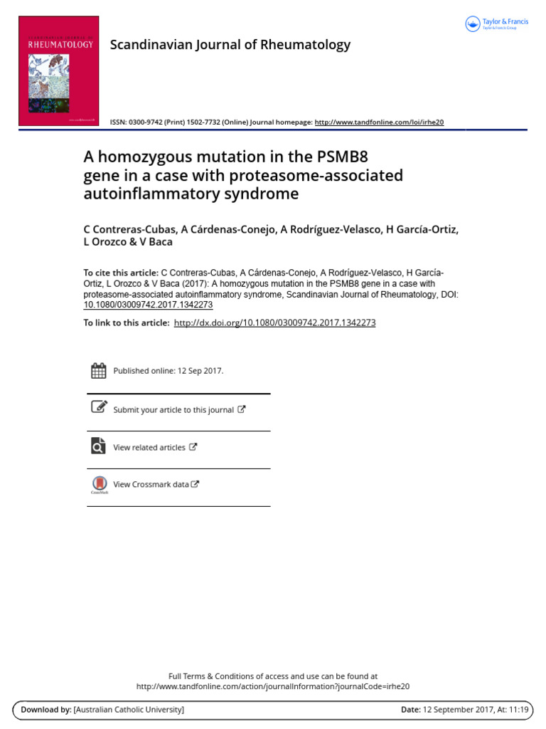 A Homozygous Mutation in The PSMB8 Gene in A Case With Proteasome-Associated Autoinflammatory ...
