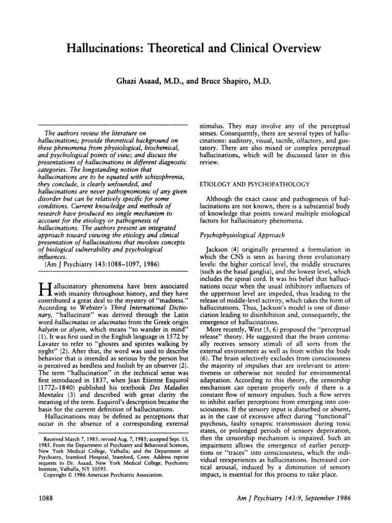 Hallucinations - Theoretical and Clinical Overview | PDF ...