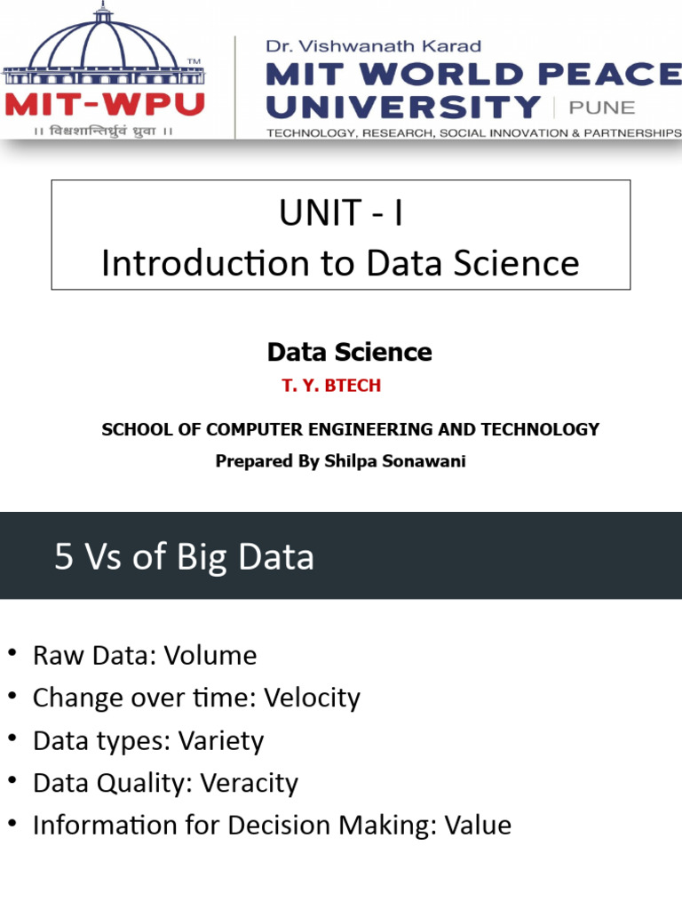 UNIT I - Introduction - DataScience - New | PDF | Data | Machine Learning