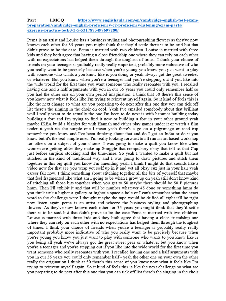 Listening Transcript | PDF