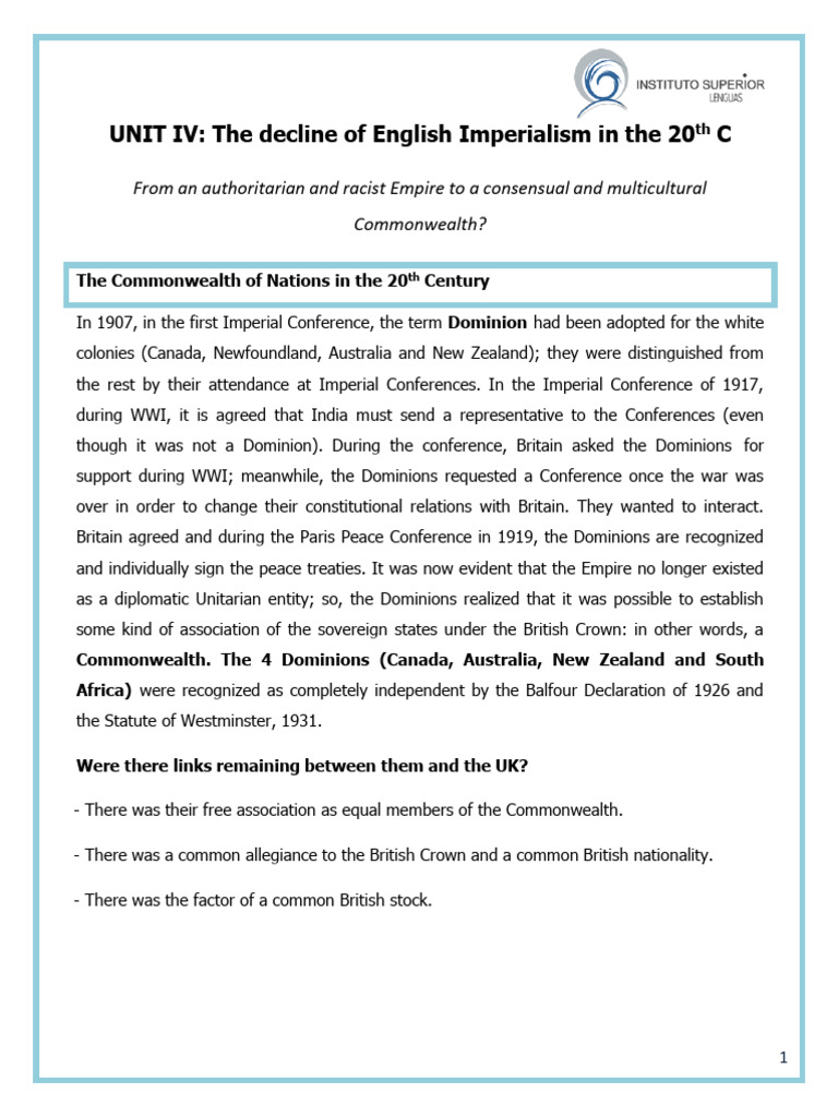 Britain and The World The Commonwealth | PDF | Dominion | British Empire