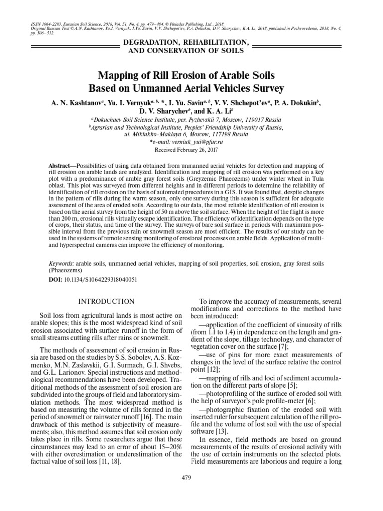 Mapping of Rill Erosion of Arable Soils Based On Unmanned Aerial Vehicles Survey | PDF | Erosion ...