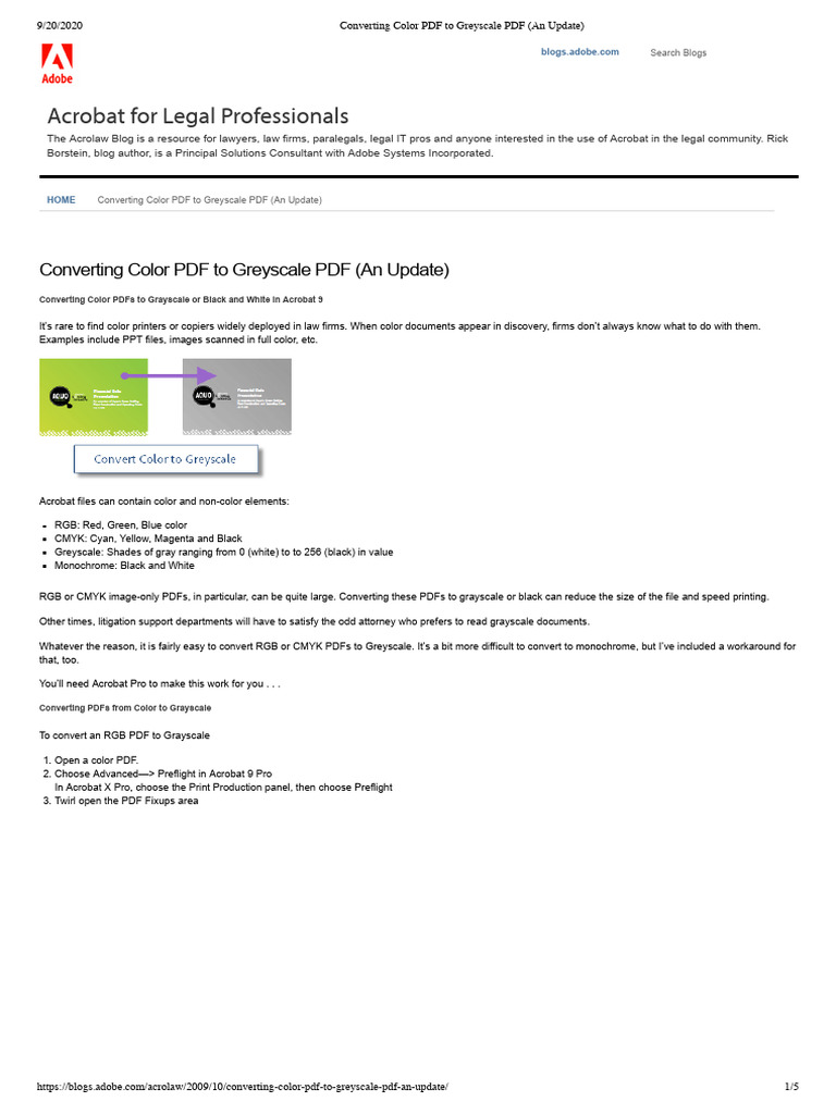 Converting Color PDF To Greyscale PDF (An Update) | PDF | Rgb Color ...