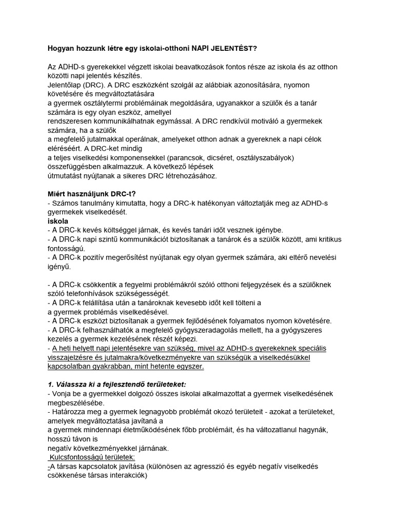 ADHD Napi Jelentés | PDF